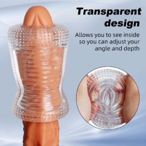 Male Masturbator, Transparent Pocket Portable 3D Faux Pussy Texture Masturbation Stimulation Penis Adult Men Sex Toys & Games