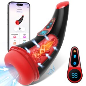 sex toys for men male masturbator - app control adult toys male masturbators penis pump with 9 sucking & 9 vibrating modes, 3d textured sleeve heating mens sex toy, lcd display pocket pussy for men