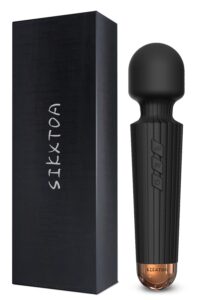 sikxtoa mini vibrator, 8 speeds 20 patterns-g-spot cordless wand massager, clitoral stimulator, dildo, sex toys, rechargeable handheld powerful silent waterproof female adult toys (stripe black)