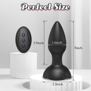 Sex Toys Vibrating Anal Plug - Anal Sex Toys Prostate Massager, Remote Control Anal Butt with 10 Modes & Rose Base, Waterproof Silicone Rose Adult Sex Toys & Games(Black)