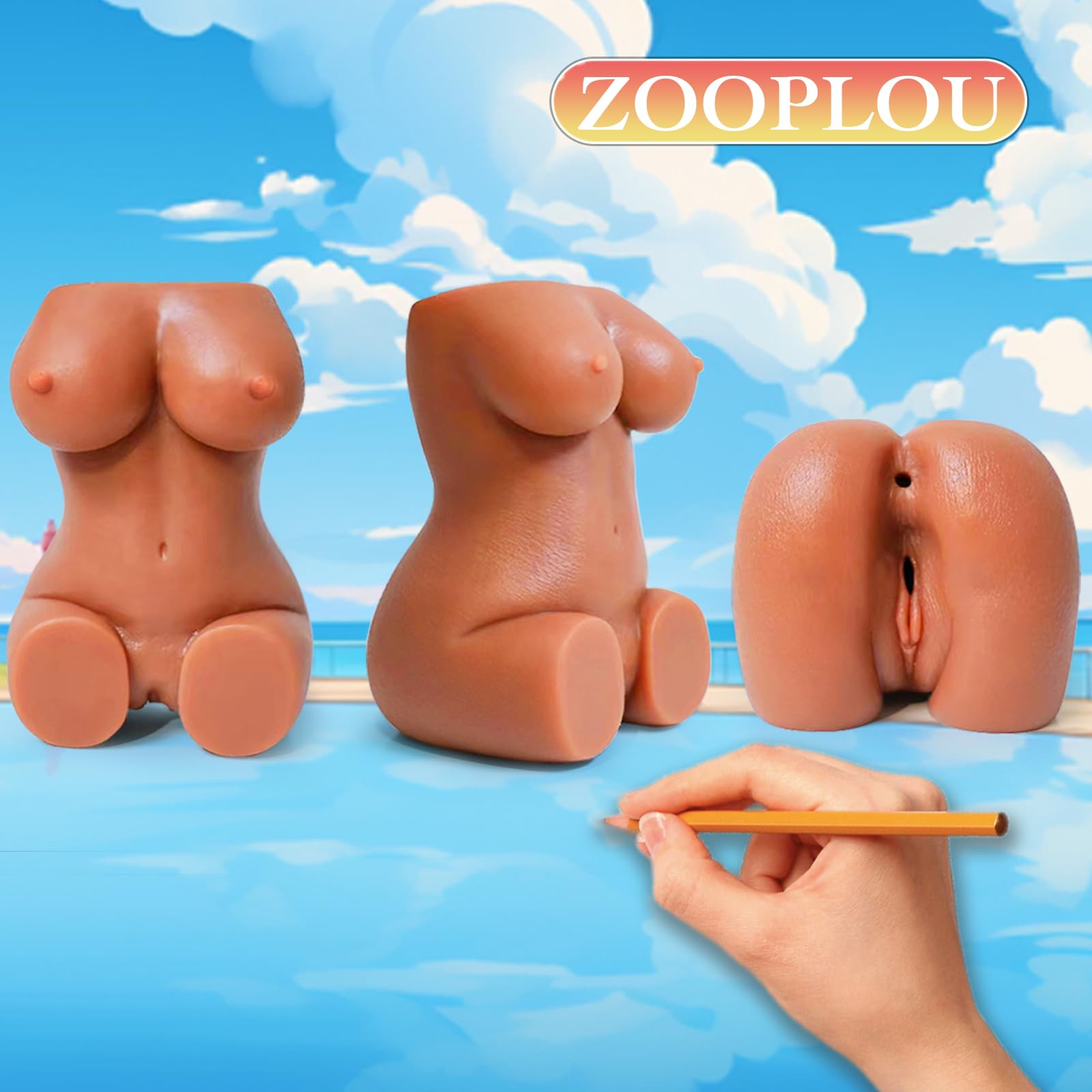 ZOOPLOU Mini Sex Doll with Realistic Boobs Torso Vagina and Anal, 1.7 LB Male Sex Dolls, Adult Sex Toys, Ass Sex Toy Pocket Pussy for Men, Penis Stroker Blowjob Masturbator