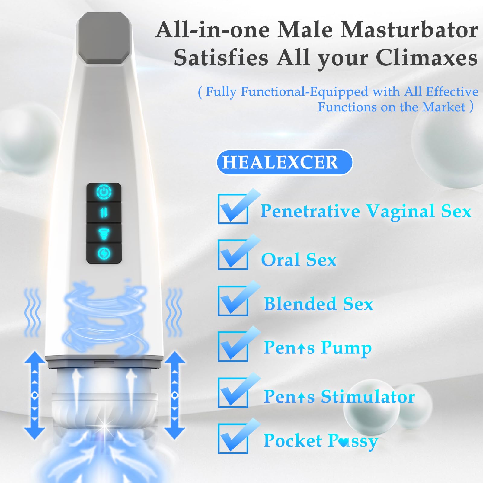 3 in 1 Thrusting Sucking Vibrating Automatic Male Masturbator, Adult Sex Toys for Men, Blowjob Sex Machine Men's Sex Toy Stroker Penis Vibrator, Hands Free Masturbators Pocket Pussy for Men Pleasure