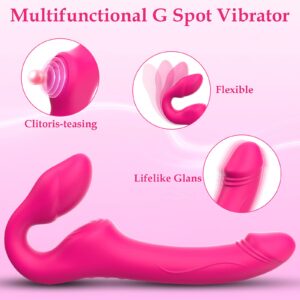 Strapless Strap-On G-Spot Dildo Vibrator with 10 Modes & Remote Control, Dreamyslut Anti-Slip Silicone Realistic Double-Ended Vibrating Butt Plug, Adult Anal Sex Toys for Women Lesbians Couples