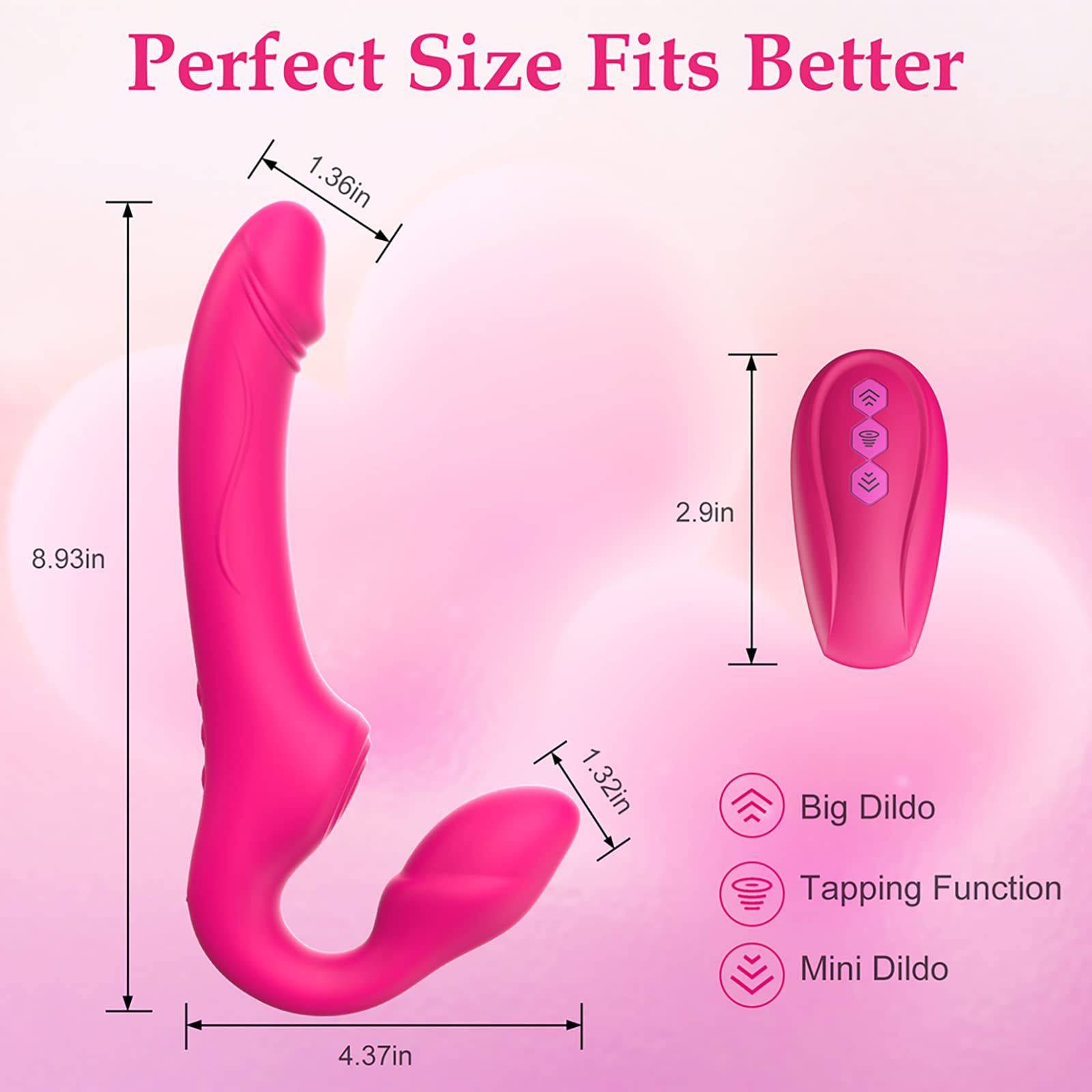 Strapless Strap-On G-Spot Dildo Vibrator with 10 Modes & Remote Control, Dreamyslut Anti-Slip Silicone Realistic Double-Ended Vibrating Butt Plug, Adult Anal Sex Toys for Women Lesbians Couples