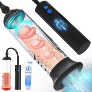 automatic penis enlargement pump for men erection with 3 intensities, male adult sex toys vacuum sensuality pump penis enlargers & enhancer device with a vagina pussy stroker for men masturbation…