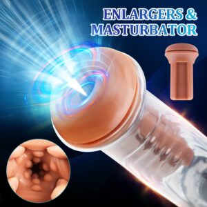 Automatic Penis Enlargement Pump for Men Erection with 3 Intensities, Male Adult Sex Toys Vacuum Sensuality Pump Penis Enlargers & Enhancer Device with a Vagina Pussy Stroker for Men Masturbation…