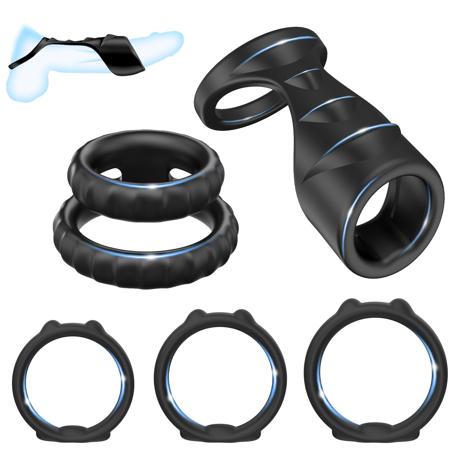 Penis Rings Set,Cook Rings for Men Erection Sex Toy with 7 Different Sizes Silicone Adult Sex Toys Cockring Couple Sex Toys Enhancing Couples Pleasure Sex Toy Kit