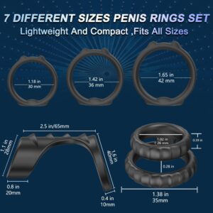 Penis Rings Set,Cook Rings for Men Erection Sex Toy with 7 Different Sizes Silicone Adult Sex Toys Cockring Couple Sex Toys Enhancing Couples Pleasure Sex Toy Kit