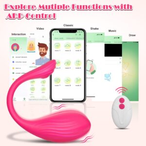 Bullet Vibrator Adult Sex Toys, Wearable Panty Vagina Stimulator Mini Egg Vibrator with APP Remote Control Vibrating Ball G Spot Clitoral Anal Toys for Couple (Pink)