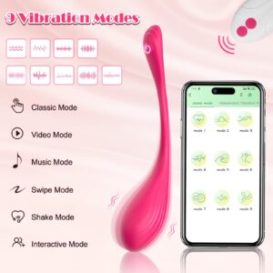 Bullet Vibrator Adult Sex Toys, Wearable Panty Vagina Stimulator Mini Egg Vibrator with APP Remote Control Vibrating Ball G Spot Clitoral Anal Toys for Couple (Pink)