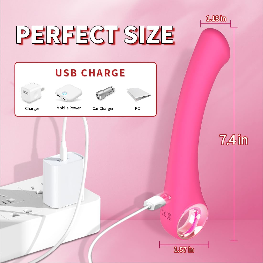 Clitoral G Spot Vibrator Sex Toy for Women,Personal Wand Massager with 9 Vibrating Modes,Waterproof Bullet Finger Anal Training Vibrators for Couple,Soft Silicone Dildo Adult Sex Toys&Game (Pink)