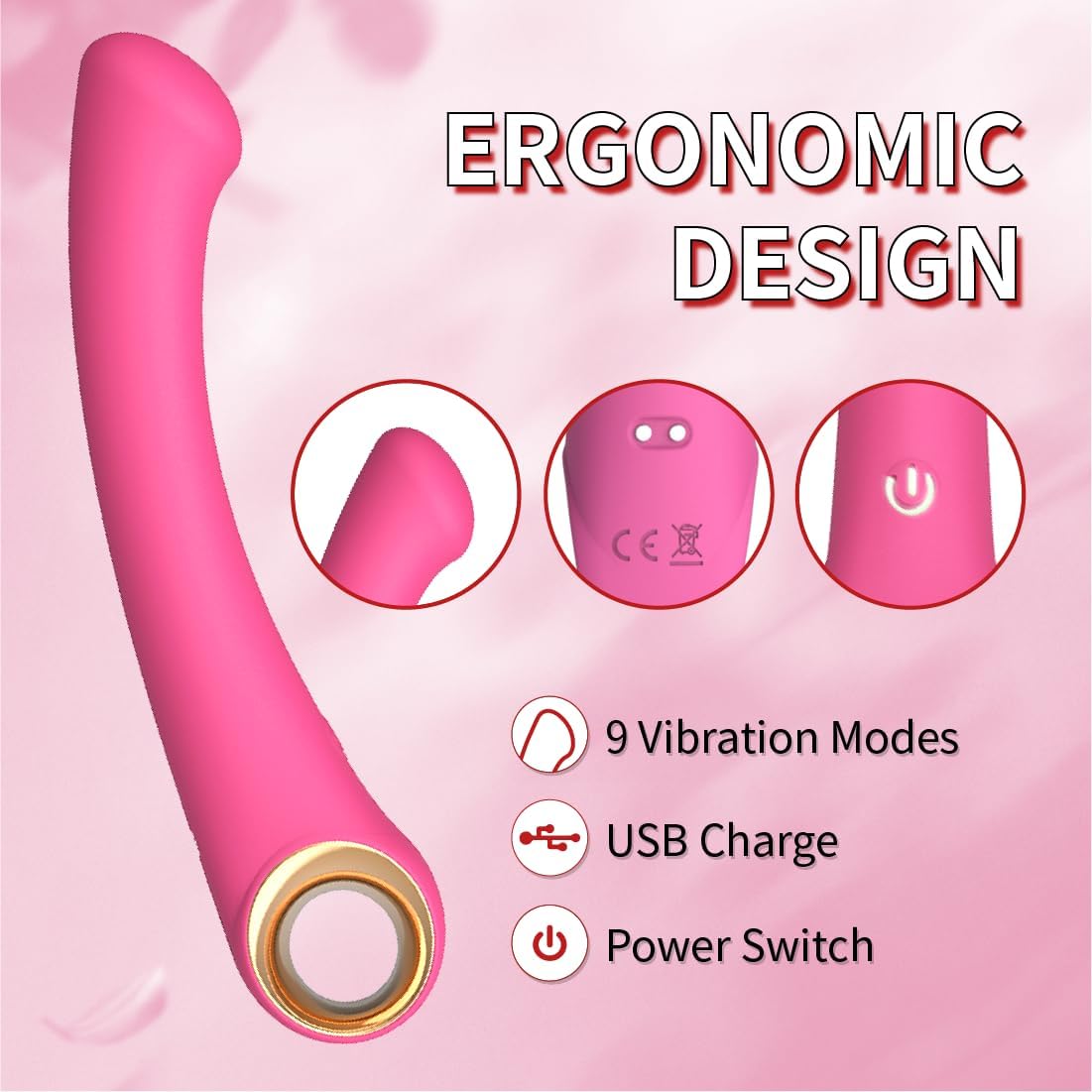 Clitoral G Spot Vibrator Sex Toy for Women,Personal Wand Massager with 9 Vibrating Modes,Waterproof Bullet Finger Anal Training Vibrators for Couple,Soft Silicone Dildo Adult Sex Toys&Game (Pink)