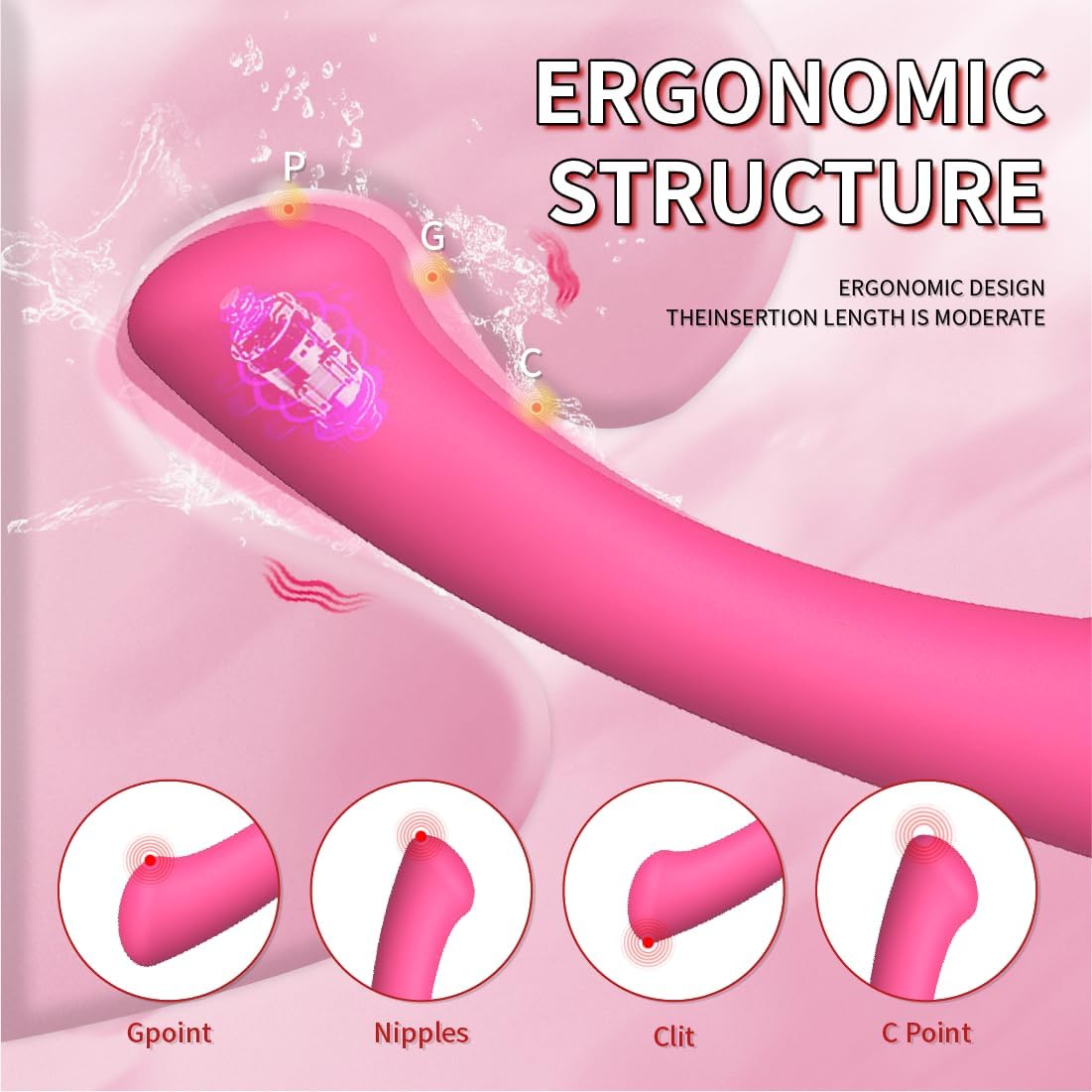 Clitoral G Spot Vibrator Sex Toy for Women,Personal Wand Massager with 9 Vibrating Modes,Waterproof Bullet Finger Anal Training Vibrators for Couple,Soft Silicone Dildo Adult Sex Toys&Game (Pink)