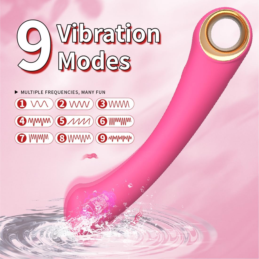 Clitoral G Spot Vibrator Sex Toy for Women,Personal Wand Massager with 9 Vibrating Modes,Waterproof Bullet Finger Anal Training Vibrators for Couple,Soft Silicone Dildo Adult Sex Toys&Game (Pink)