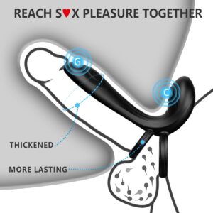 Couple Vibrator with Dual Penis Ring, 10 Vibrating Mode G Spot and Clitoris Simulator 3 in 1 Vibrating Cock Ring Male Female Adult Sex Toy with Remote Control for Men Women