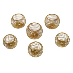 Newwe 6 x Gold Air Plant Holders Metal Airplant Pot Air Plants Planter Tillandsia Display for Home Office