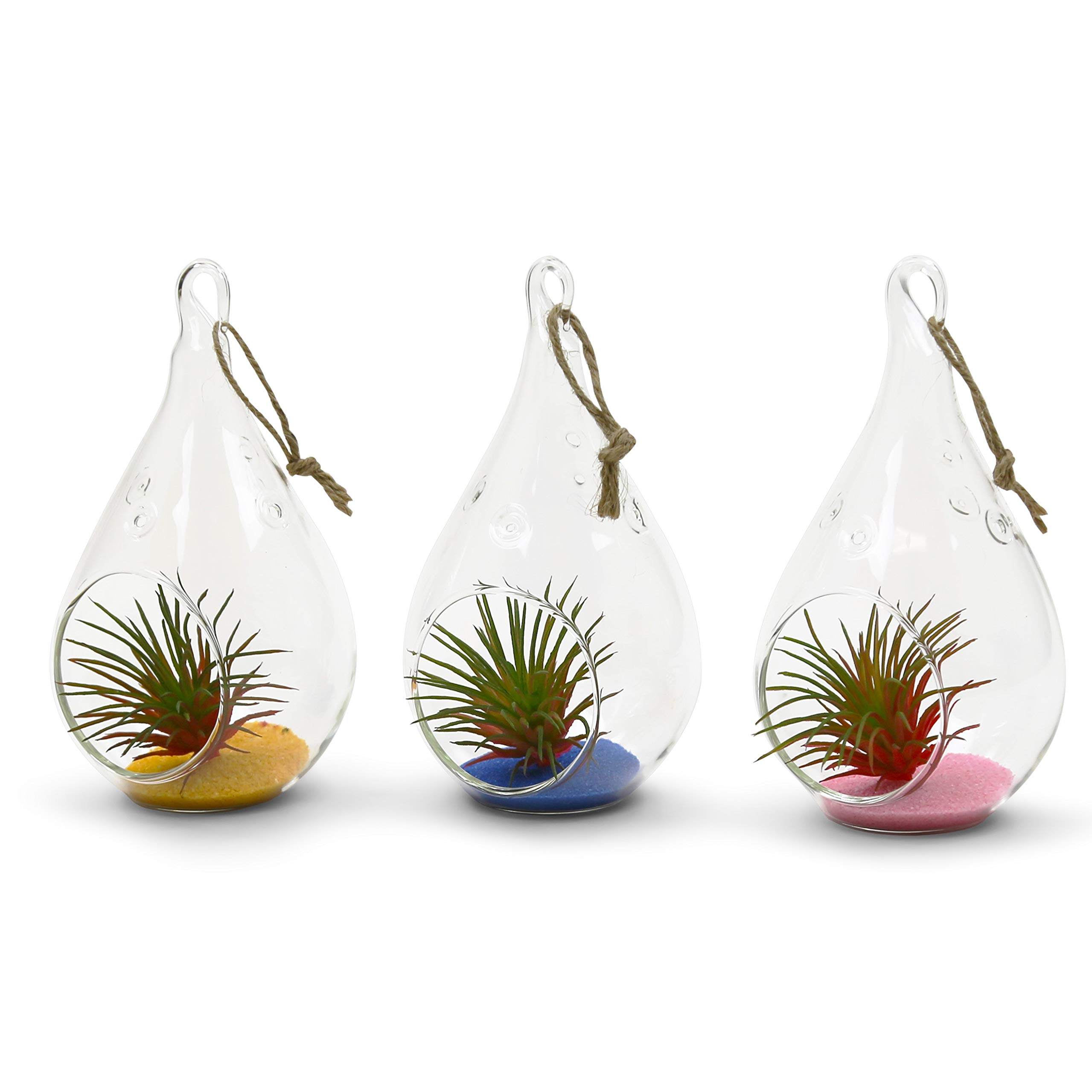 WGV Glass Hanging Plant Terrarium, Width 3", Height 5.5", Teardrop DIY Air Succulent Planter Clear Tea light Votive Candle Holder, Wedding Event Office Home Outdoor Decor, 1 Piece