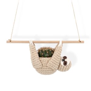 encike home decor sloth plant hanger for succulent pot or air plants | indoor/outdoor hanging planter | planter hanger gifts for sloth lovers | animal wall planter | 2.5 inch plant holder