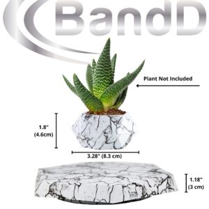 BandD Plant Pot for Succulents, air Bonsai & air Plants. Planter for Home, Office & Desk Decor. Magnetic Floating Levitating Display. (Marble)