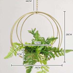 RISEON Boho Gold Metal Plant Hanger,Metal Geometric Hanging Planter, Modern Planter, Mid Century Air Plant Holder Stand, Minimalist Planter for Indoor Outdoor Home Wedding Decor