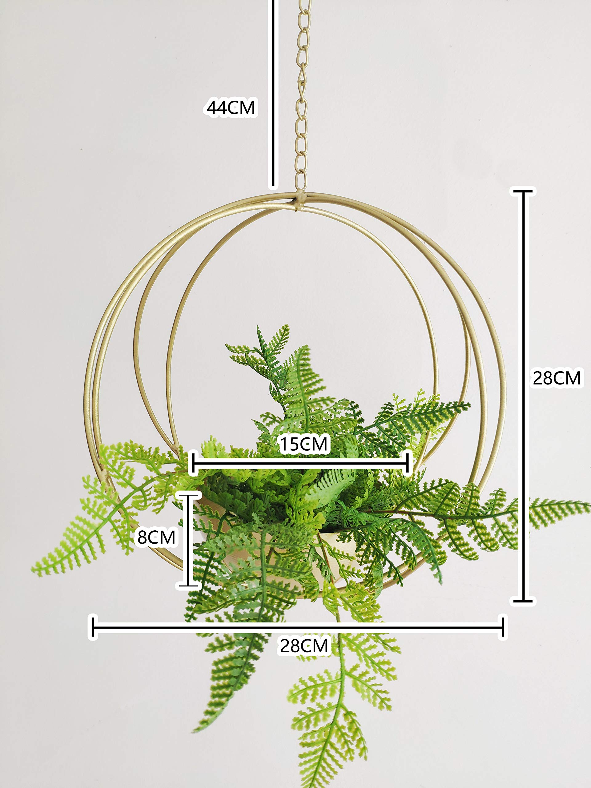 RISEON Boho Gold Metal Plant Hanger,Metal Geometric Hanging Planter, Modern Planter, Mid Century Air Plant Holder Stand, Minimalist Planter for Indoor Outdoor Home Wedding Decor