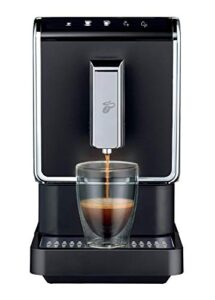 tchibo single serve coffee maker black - automatic espresso coffee machine with induction milk frother for rich, creamy froth - built-in bean grinder, no coffee pods needed