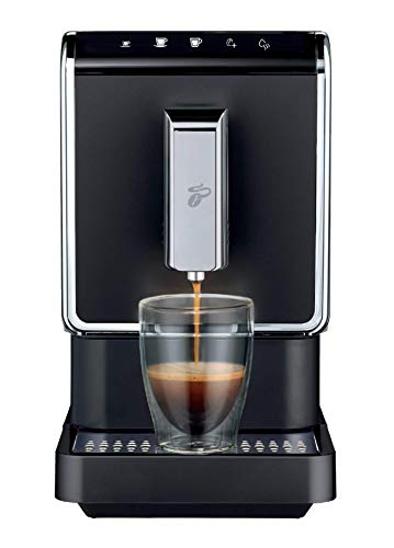 Tchibo Single Serve Coffee Maker Black - Automatic Espresso Coffee Machine with Induction Milk Frother for Rich, Creamy Froth - Built-in Bean Grinder, No Coffee Pods Needed