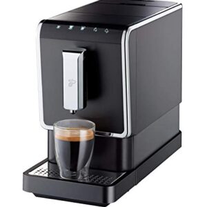 Tchibo Single Serve Coffee Maker Black - Automatic Espresso Coffee Machine with Induction Milk Frother for Rich, Creamy Froth - Built-in Bean Grinder, No Coffee Pods Needed