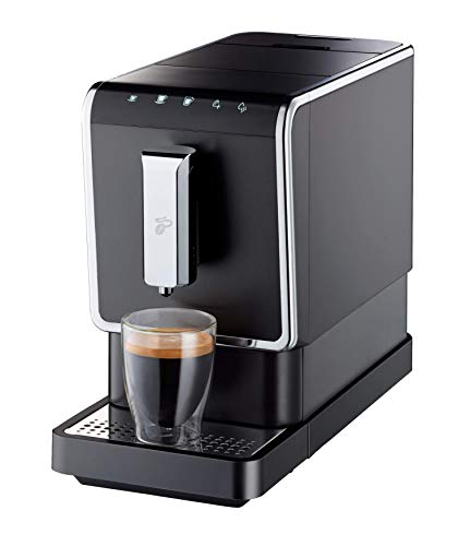 Tchibo Single Serve Coffee Maker Black - Automatic Espresso Coffee Machine with Induction Milk Frother for Rich, Creamy Froth - Built-in Bean Grinder, No Coffee Pods Needed