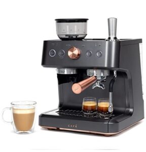 café bellissimo semi automatic espresso machine + milk frother | wifi connected| built-in bean grinder, 15-bar pump & 95-ounce water reservoir | matte black, c7cesas3rd3