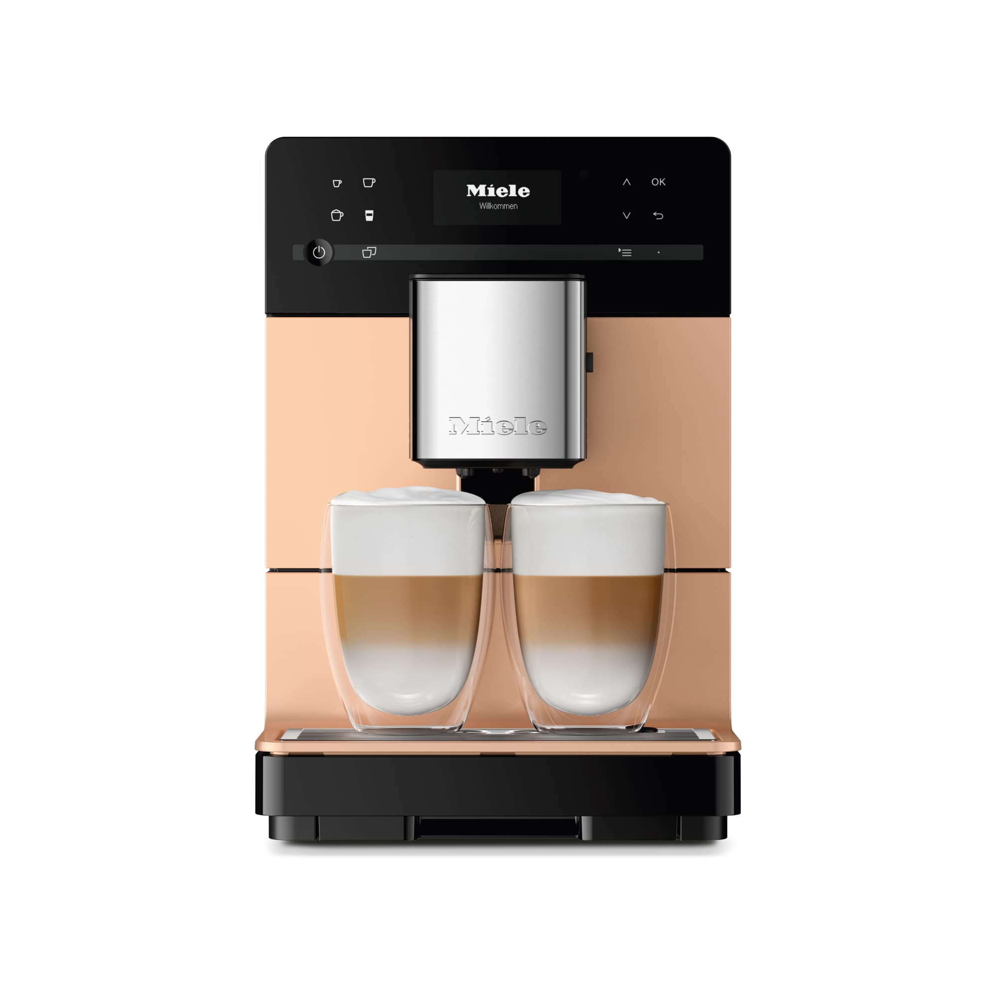 Miele CM 5510 Silence Automatic Coffee Machine - With OneTouch for Two, AromaticSystem, coffee pot, individual profile settings, cleaning programs and more, in Rose Gold Pearl Finish