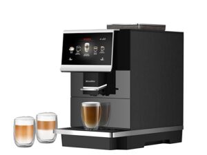 dr.coffee c12 fully automatic coffee machine, espresso machine with ceramic flat burrs, 9 grind size options, 7” hd large touchscreen, 4 water tank for office use, pitch-black