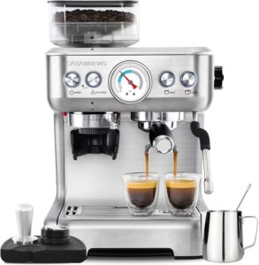 casabrews espresso machine with grinder, professional espresso maker with milk frother steam wand, barista espresso coffee machine with removable water tank, used