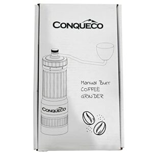 CONQUECO Manual Coffee Grinder - Hand Bean Grinder with Adjustable Settings and 40g Capacity Max, External Numerical Adjustable Finely Setting, Stainless Steel for Drip Coffee, Espresso, French Press…