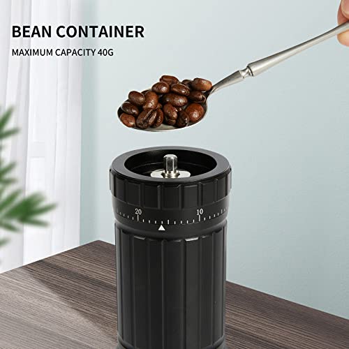 CONQUECO Manual Coffee Grinder - Hand Bean Grinder with Adjustable Settings and 40g Capacity Max, External Numerical Adjustable Finely Setting, Stainless Steel for Drip Coffee, Espresso, French Press…