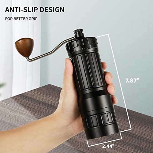 CONQUECO Manual Coffee Grinder - Hand Bean Grinder with Adjustable Settings and 40g Capacity Max, External Numerical Adjustable Finely Setting, Stainless Steel for Drip Coffee, Espresso, French Press…