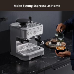 Garvee Espresso Machine with Milk Frother, All in One Cappuccino Latte Coffee Maker for Home Barista, Built-In Bean Grinder, 85oz Removable Water Tank, Gifts for Dad, Mom, Coffee Lover