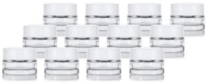 clear glass 0.25 oz thick wall balm jars with white foam lined smooth lids (12 pack)