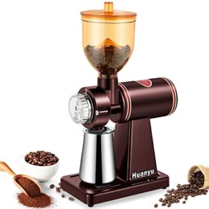 huanyu stainless steel coffee grinder electric with 8 grinding settings flat burr coffee grinder adjustable burr coffee grinders for home use red