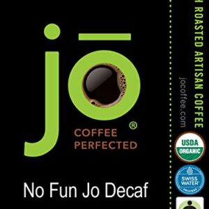 NO FUN JO DECAF: 12 oz, Organic Decaf Coffee, Swiss Water Process, Fair Trade Certified, Medium Dark Roast, Whole Bean Arabica Coffee, USDA Certified Organic, NON-GMO