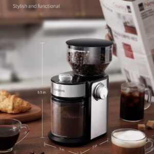 SHARDOR Coffee Grinder, Adjustable Burr Mill with 16 Precise Grind Setting for 2-14 Cup, Silver