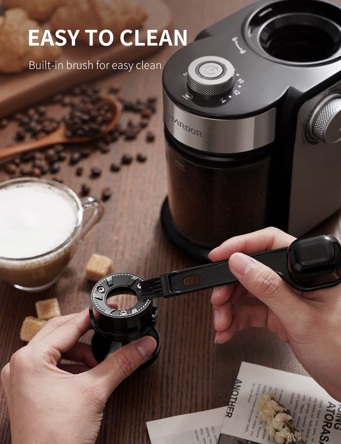 SHARDOR Coffee Grinder, Adjustable Burr Mill with 16 Precise Grind Setting for 2-14 Cup, Silver