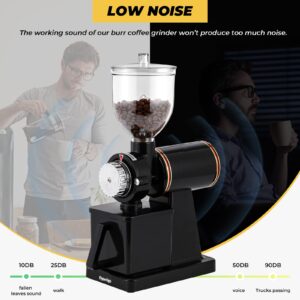 Flyseago Burr Coffee Grinder Electric Espresso Grinder Commercial & Homeuse Silent Small Coffee Bean Grinder with Hopper Adjustable Grind, With Brush, Spoon, Black