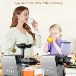 Cold Pressed Juicer Machine For Fruit and Vegetable, Coffee Grinder Machine, Slow Masticating Juicer Electric Coffee Bean Grinder from Espresso to Cold Brew, Easy to Clean Juice Extractor,Quiet Motor