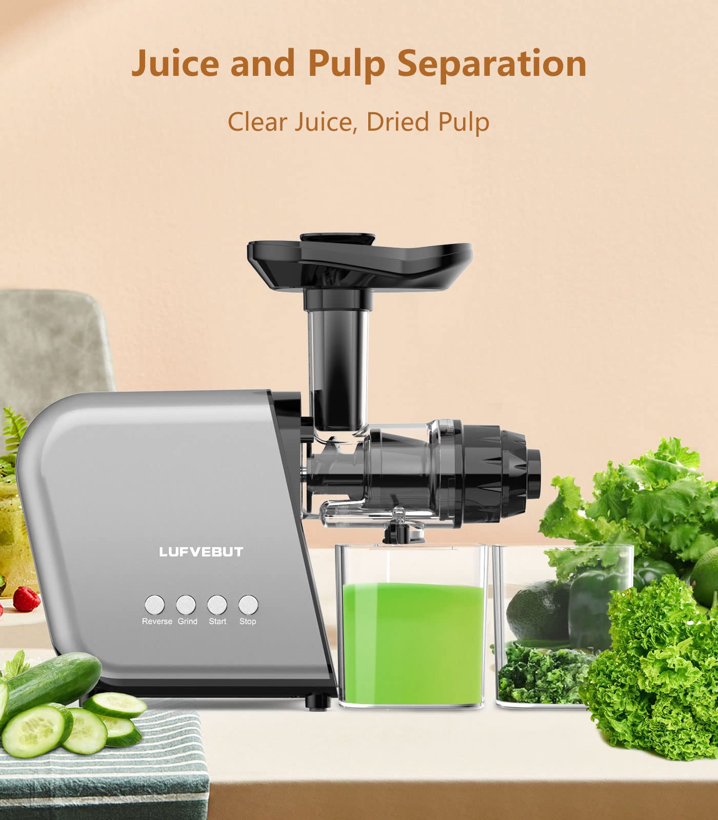 Cold Pressed Juicer Machine For Fruit and Vegetable, Coffee Grinder Machine, Slow Masticating Juicer Electric Coffee Bean Grinder from Espresso to Cold Brew, Easy to Clean Juice Extractor,Quiet Motor