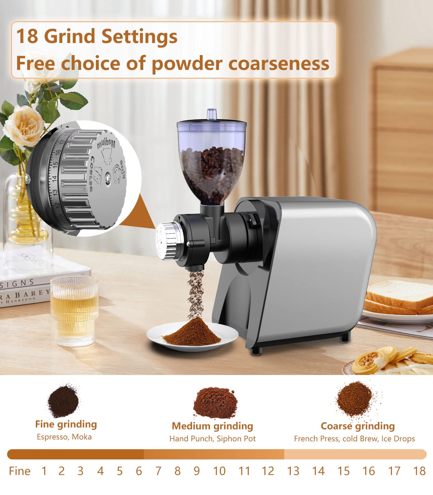 Cold Pressed Juicer Machine For Fruit and Vegetable, Coffee Grinder Machine, Slow Masticating Juicer Electric Coffee Bean Grinder from Espresso to Cold Brew, Easy to Clean Juice Extractor,Quiet Motor