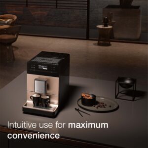 Miele CM 5510 Silence Automatic Coffee Machine in Rose Gold Pearl Finish with 33.8 oz MB-CM-G Glass Milk Container