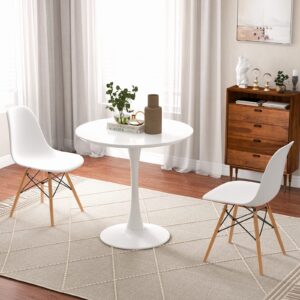 giantex 3-piece dining table set for 2 - kitchen table chairs set with 32” round table, dining chairs, dinette table set for small spaces, breakfast nook table set, dining room table set (white)