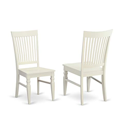 East West Furniture WEST7-WHI-W Weston 7 Piece Kitchen Set Consist of a Rectangle Room Table with Butterfly Leaf and 6 Dining Chairs, 42x60 Inch, Linen White