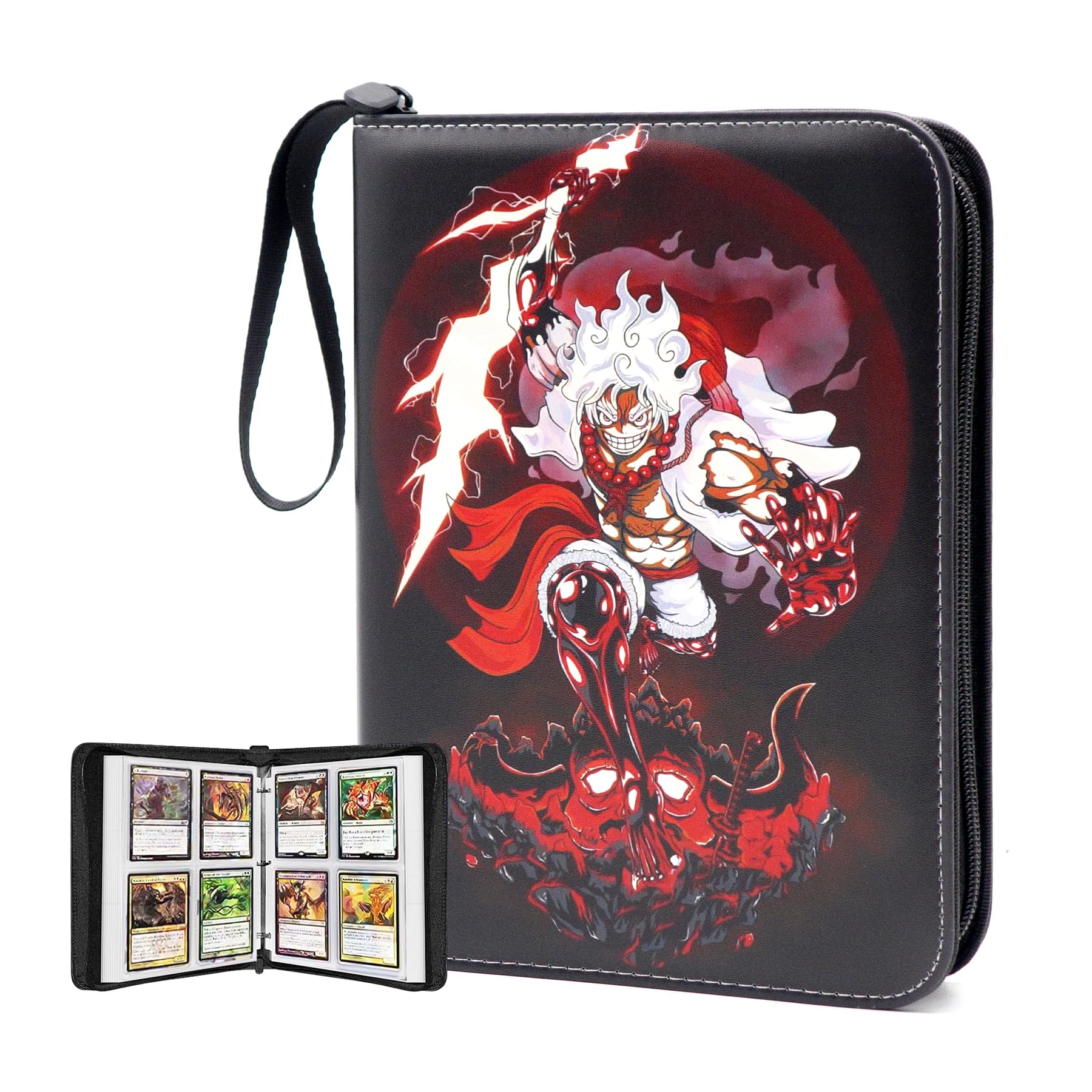 Trading Card Binder for One Piece Card Game,4 Pocket with 50 Sleeves up to 400 Cards One Piece TCG Card Binder,Portable Waterproof Card Storage Book with Sleeves for Game Cards Collection